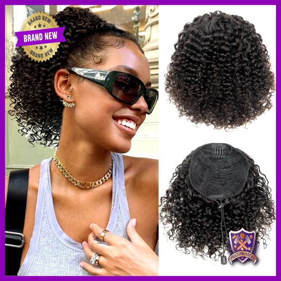 Accessories | Human Hair Ponytail Extension Curly Drawstring Afro Puffs ...